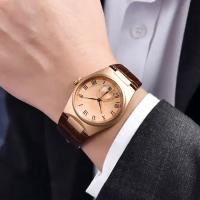China Alloy Case Waterproof Quartz Watch Shock Proof Leather Strap Quartz Watch 40mm Dia for sale