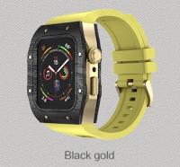 China Silicone Rubber Strap Carbon Fibre Apple Watch Case Luxury Heat Resistant for sale