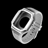China Customizable Carbon Fiber Apple Watch Case 45mm With White Strap for sale