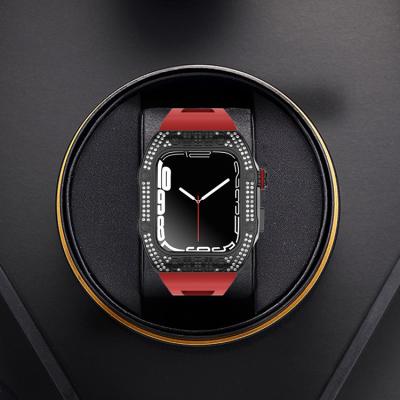 China Anti Scratch Luxury Watch Case Apple Watch Series 7 45mm Carbon Fiber Case for sale