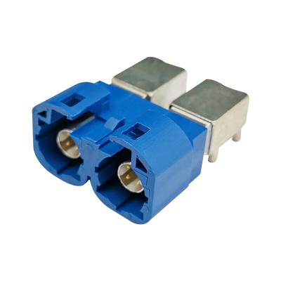 China Signal Blue Right Angle 4 Pin C Code Dual HSD Connector For PCB for sale