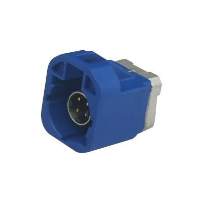 China Blue Color FAKRA HSD Connector Adapter PCB Mount Straight 4 Contact Pin For Automotive for sale