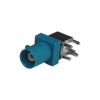 China Z Code FAKRA PCB Connector Through Hole Right Angle Plug 50 Ohm for sale