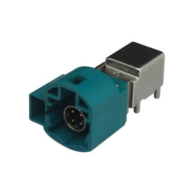 China Right Angle PCB Mount HSD Connector Automotive Code Z Waterblue Color for sale
