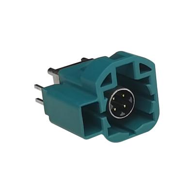 China 4+2Pin Z Code FAKRA HSD Connector Waterblue Color For PCB/Panel Mount for sale