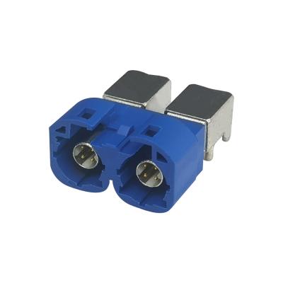 China 2x4Pin FAKRA HSD Connector Double C Coding Blue Color For PCB Mount for sale