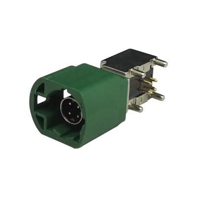 China FAKRA HSD Connector 4Pin E Code Green Color 90 Degree Plug Connector for sale