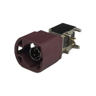China FAKRA HSD LVDS PCB 4 Pin Connector Code D Right Angle Plug for Car Camera for sale