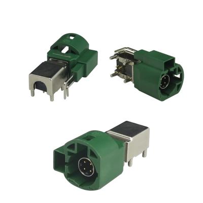 China 4+2Pin FAKRA HSD Connector Right Angle Type Green Color For Car Radio for sale