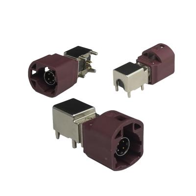 China FAKRA HSD LVDS 4 Pin D Code PCB Mount Right Angle Type Connector for sale