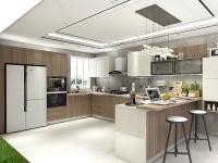 China Melamine Lacquer Ready Assembled Modern Kitchen Cabinet Cream for sale
