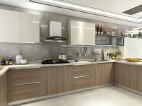 China Melamine Lacquer Ready Assembled Modern Kitchen Cabinet Cream for sale
