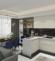 China Prefabricated Walnut Kitchen Cabinets Wooden Furniture Cupboard Joinery for sale