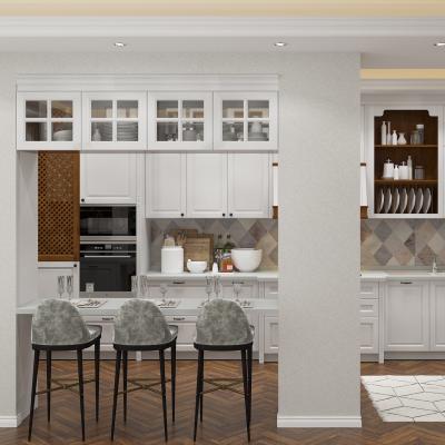 China Readymade Kitchen Sink Cupboard Cabinets Frameless Brushed Nickel Hardware for sale