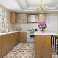 China Mint Green Unassembled Kitchen Cabinets Solid Wood Walnut Kitchen Customized for sale