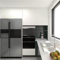 China Teak Grey MDF Modern Kitchen Cabinet High Gloss Wall Cupboard for sale