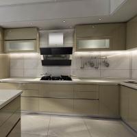 China Wood Modular Mdf Slab Modern Kitchen Cabinets 18mm For Kitchen Off White for sale