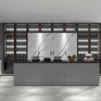 China Woodgrain Modern Kitchen Cabinet Unassembled Handleless Furniture for sale