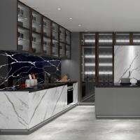 China Woodgrain Modern Kitchen Cabinet Unassembled Handleless Furniture for sale