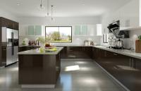 China Natural Wood Modern Kitchen Cabinet Set With Quartz Countertop Blum Hardware for sale