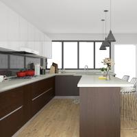 China Customized Utility MDF Kitchen Cabinets Solutions With Rangehood for sale
