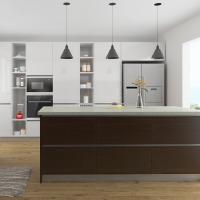 China MDF Doors Wood Pantry Modern Kitchen Cabinet Paticle Board Carcass for sale