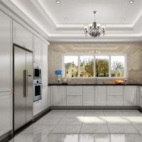 China Slate Premade White Color Kitchen Wall Cupboards Cabinets L Shaped for sale