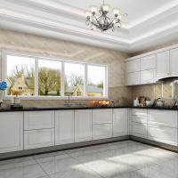 China Slate Premade White Color Kitchen Wall Cupboards Cabinets L Shaped for sale