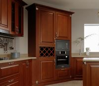 China Brown Melamine Modular Kitchen Cabinets Ready Made Cupboards Sets for sale