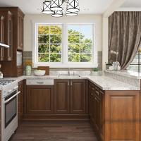 China Natural Wood Prefabricated Cabinets Kitchen Sink Cupboard Metal Honey Oak for sale