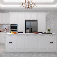 China Classical Shallow Handleless Kitchen Cabinets With Quartz Countertop for sale