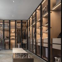 China Solid Pine Wooden U Shaped Closet Organizer Custom Walk In Wardrobe for sale