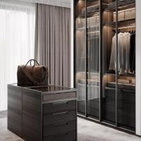 China Solid Pine Wooden U Shaped Closet Organizer Custom Walk In Wardrobe for sale