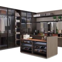 China Modern Fitted PVC Walk In Garderobe Robe Cupboards MDF Ready Made for sale