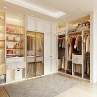 China Customized Walk In Wardrobe Units Small Closet Melamine Wood for sale