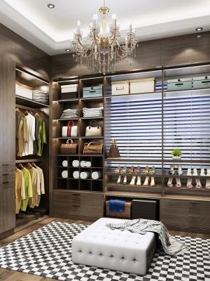 China U Shaped Woodgrain Walk In Closet Dresser Walking Wardrobe Appliance Furniture for sale