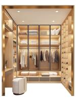 China OEM Sliding door Modern Walk In Wardrobe Solutions Walnut Style for sale