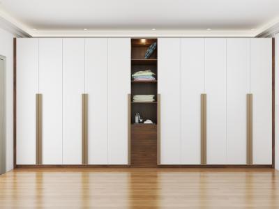 China Bedroom Walnut Glass Swing Door Wardrobe Modular Assembled for sale