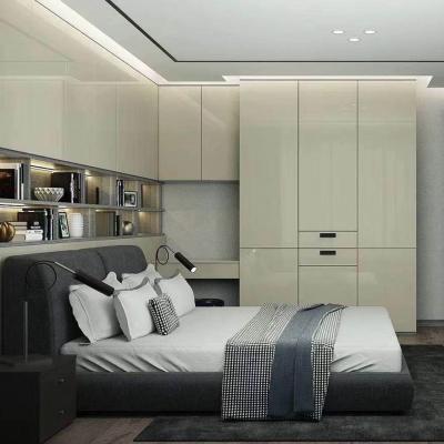 China Solid Wood Auto Swing Door Wardrobe White Anti Fouling Shaker Design for sale