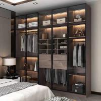 China Black Swing Door Bedroom Glass Wardrobe Closets Melamine Custom for sale