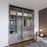 China Factory Matt Grey Modern Sliding Door Wardrobe 180cm E1 Standard Chipboard for sale