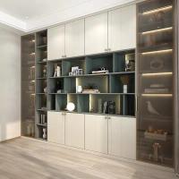 China Plywood Hardwood Glass Showcase Cabinet Display For Living Room Bookcase for sale