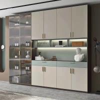China ODM Wall Mounted Showcase Cabinet Commercial Glass Display Case Lacquer Finish for sale