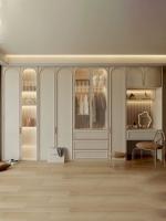 China Golden Finish Dressing Cupboard With Table Bedroom Furniture Set for sale