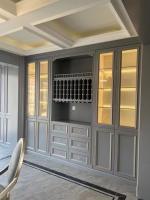 China 15mm Solid Wood Island Modular Black Melamine Kitchen Cabinets Units for sale