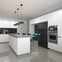 China Waterproof And Easy-Clean Modern Kitchen Cabinet With Luxury Island for sale