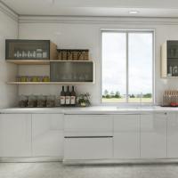 China Furniture Flat Pack Kitchen Cabinet Designs White Gloss Kitchen Set for sale