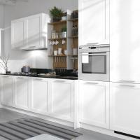China Island Kitchen Cabinets White Solid Wood Indoor Drawer Basket Equipped Cupboard for sale