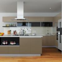 China Luxury Glass Door Wall Hanging Smart Kitchen Cabinet Design For Hotel for sale