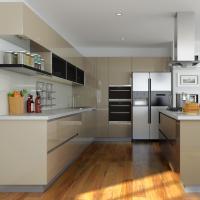 China Luxury Glass Door Wall Hanging Smart Kitchen Cabinet Design For Hotel for sale